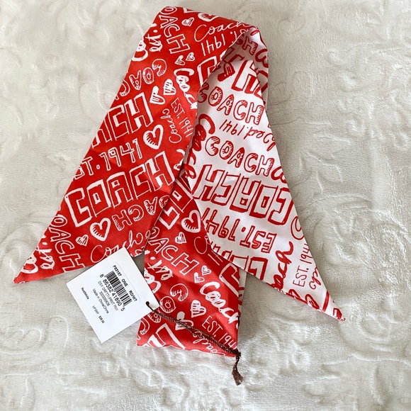 Coach | Accessories | Nwt Coach Poppy Silk Reversible Red White Twilly ...